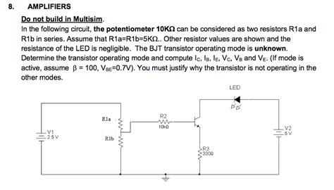 Solved In The Following Circuit The Potentiometer 10 K Ohm