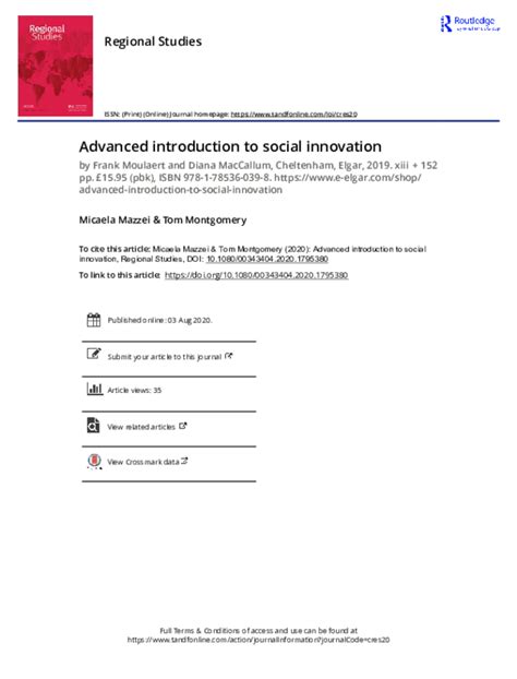 Pdf Advanced Introduction To Social Innovation