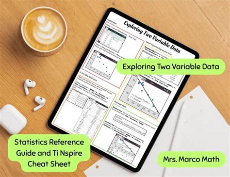 Statistics Exploring Two Variable Data Reference And Tinspire Cheat Sheet