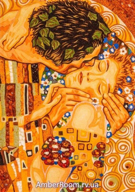 Густав Клімт Поцілунок інтерпритація Купити картину з бурштину Густав Клімт Поцілунок