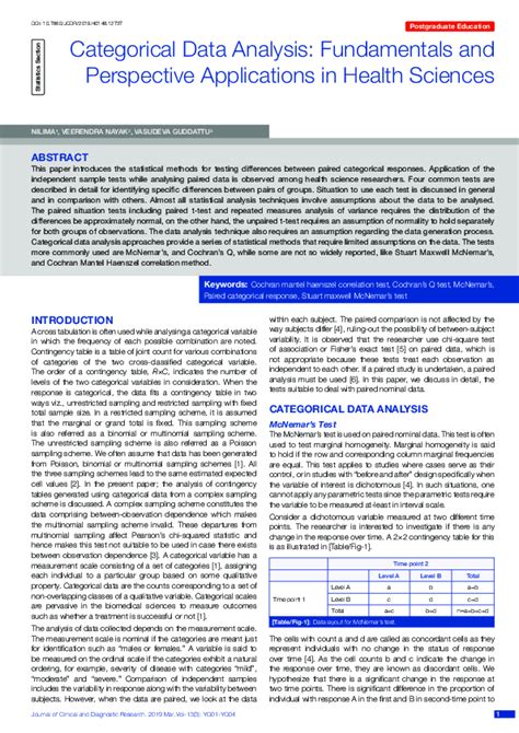 Pdf Categorical Data Analysis Fundamentals And Perspective Applications In Health Sciences
