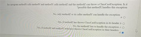 Solved In A Program Methodx Calls Methody And Methody Calls