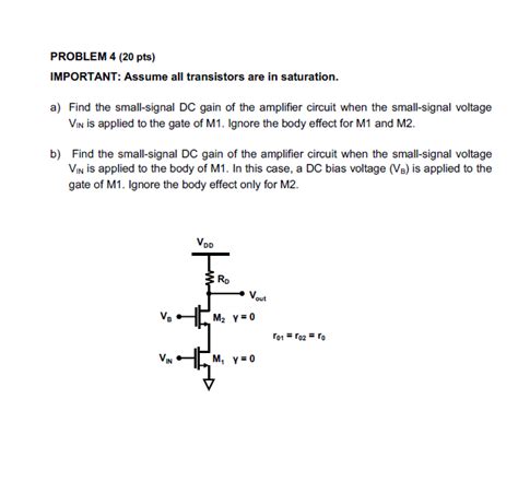 Solved Problem 4 20 Pts Important Assume All Transistors