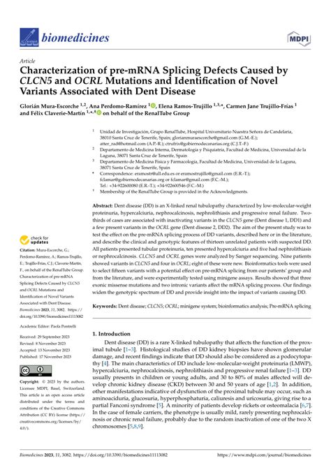 Pdf Characterization Of Pre Mrna Splicing Defects Caused By Clcn5 And Ocrl Mutations And