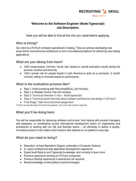 Software Engineer Node Typescript Pdf Software Software