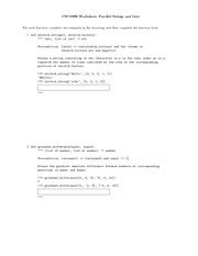 Parallel Strings And Lists Worksheet CSC108H Worksheet Parallel