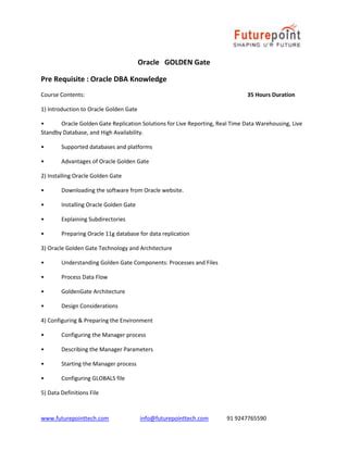 Oracle Golden Gate Training Docx