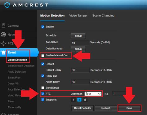 How To Setup A Tour That Will Activate Only When Motion Is Detected IP M EW AI Amcrest