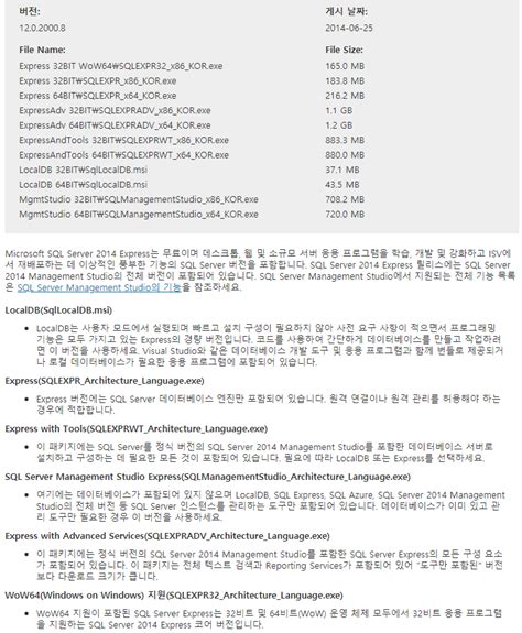 Mssql Express 제한 사항 및 설치 Feat 2017 주서브이즈