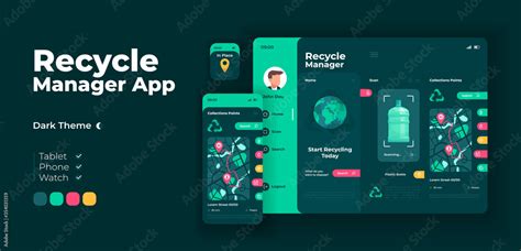 Vecteur Stock Waste Disposal Manager App Screen Vector Adaptive Design