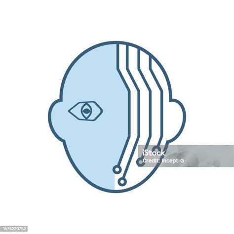 흰색 배경에 선 디자인 기술 회로 시스템 아이콘 디자인 Ui 생성을 위한 벡터 Ai 기호 개념 디자인 인공 지능 아이콘에 로봇