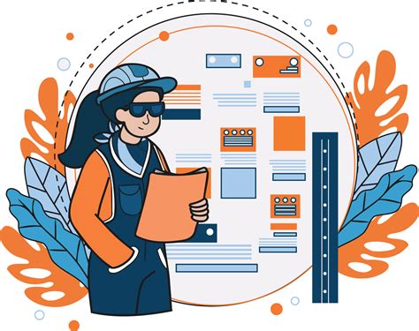 Female Engineer Supervising Construction Work Illustration In Doodle Style 21817403 Vector Art