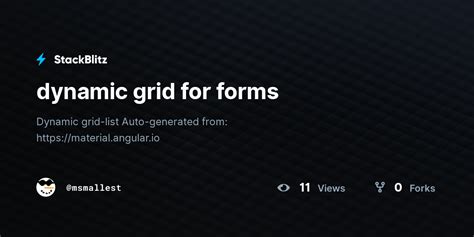 Dynamic Grid For Forms StackBlitz
