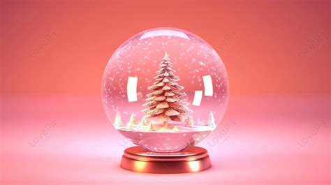 놀라운 3d 렌더링 분홍색 배경에 크리스마스 트리가 있는 크리스탈 글로브 리스 배경 새해 배경 홍색 배경 이미지 Hd 리스 새해 홍색 배경 사진 무료 다운로드