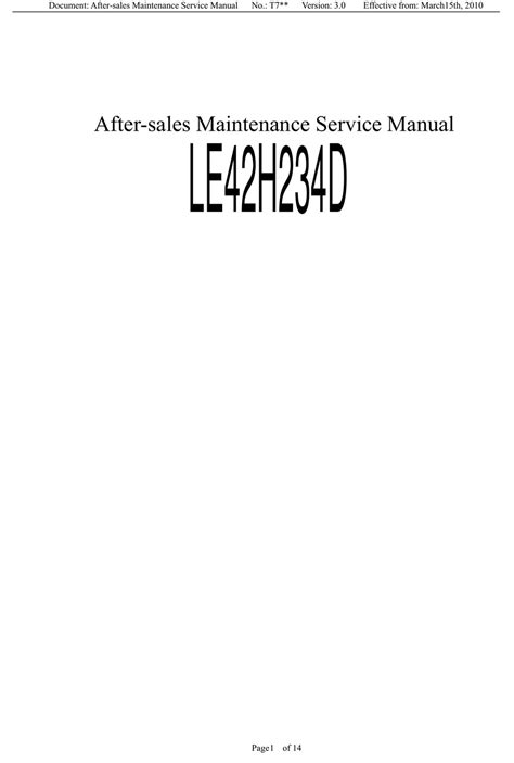 AOC LE42H234D MAINTENANCE SERVICE MANUAL Pdf Download ManualsLib