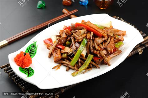 茶树菇炒肚条中国菜系食品餐饮摄影素材汇图网
