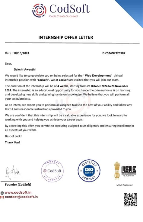 webdevelopment internship careergrowth newbeginnings sakshi awasthi