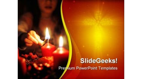 Candle Light And Cross Powerpoint Templates Slides And Graphics