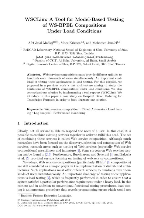 Pdf Wsclim A Tool For Model Based Testing Of Ws Bpel Compositions Under Load Conditions