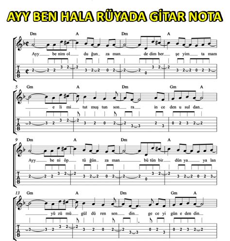 Oğuzhan Koç Ayy Ben Hala Rüyada Gitar Nota Tab Akor Nota Nehri