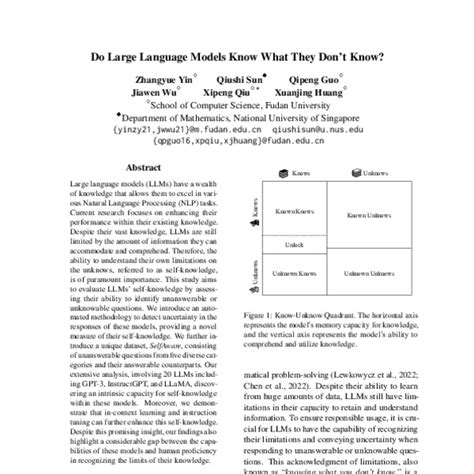 Do Large Language Models Know What They Dont Know Acl Anthology