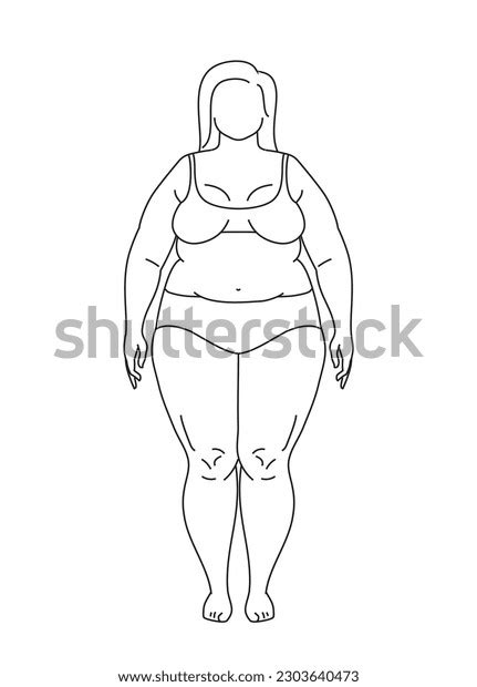 Plus Size Overweight Woman Fulllength Standing Stock Vector Royalty