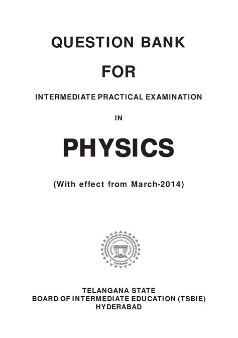 Physics Practical Question Bank QUESTION BANK FOR INTERMEDIATE PRACTICAL EXAMINATION IN Studocu