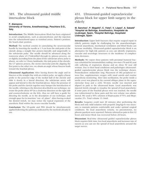 Pdf 431 Ultrasound Guided Supraclavicular Plexus Block For Upper