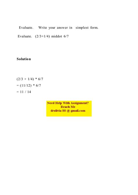 evaluate write your answer in simplest form evaluat docx
