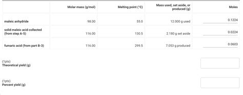 Solved Please Find The Theoretical Yield And Percent Yield
