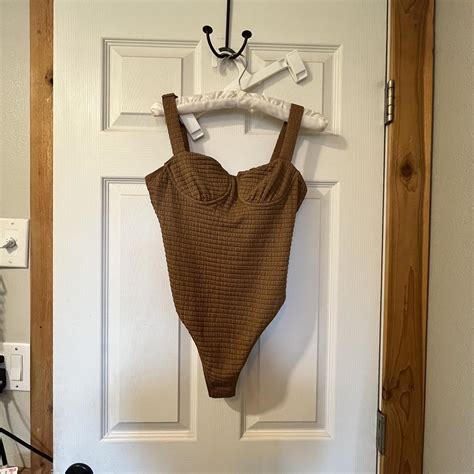 Small Pacsun One Piece Swim Suit Brown Never Worn Depop