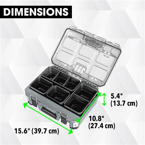 FLEX STACK PACK Medium Organizer Box 11 In Gray Plastic And Metal Lockable Tool Box FS1302