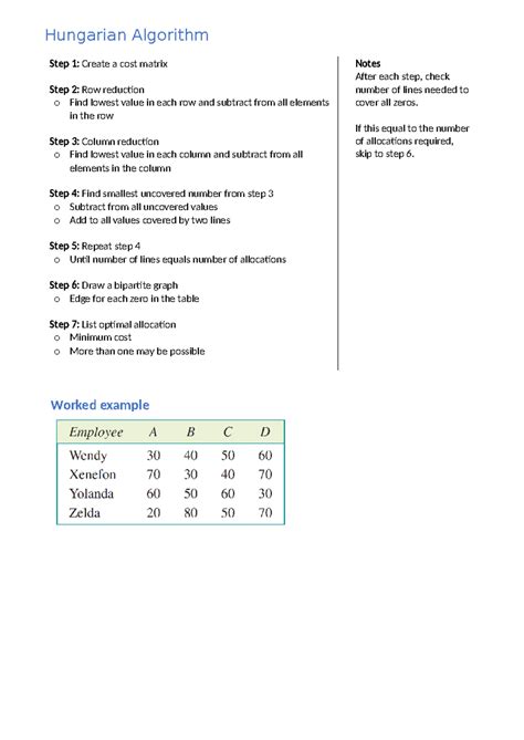 Hungarian Algorithm Scaffold Hungarian Algorithm Step 1 Create A Cost Matrix Step 2 Row