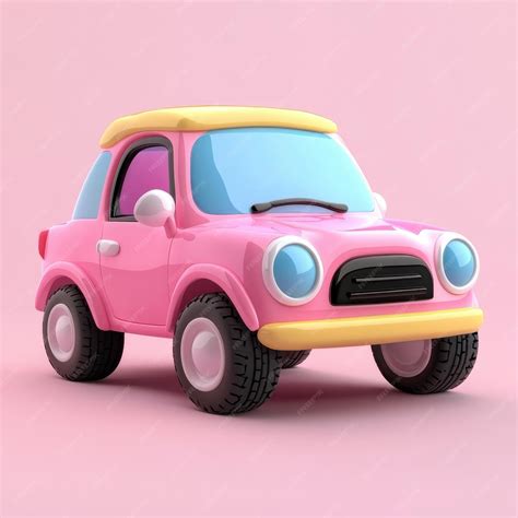 Pink Cartoon Car On A Pink Background Premium Ai Generated Image