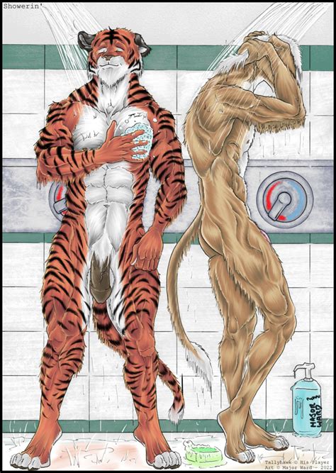 Rule 34 Anthro Communal Shower Conrad Victor Ward Duo Felid Genitals
