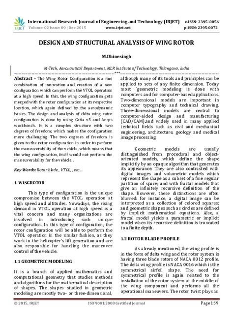 Pdf Design And Structural Analysis Of Wing Rotor