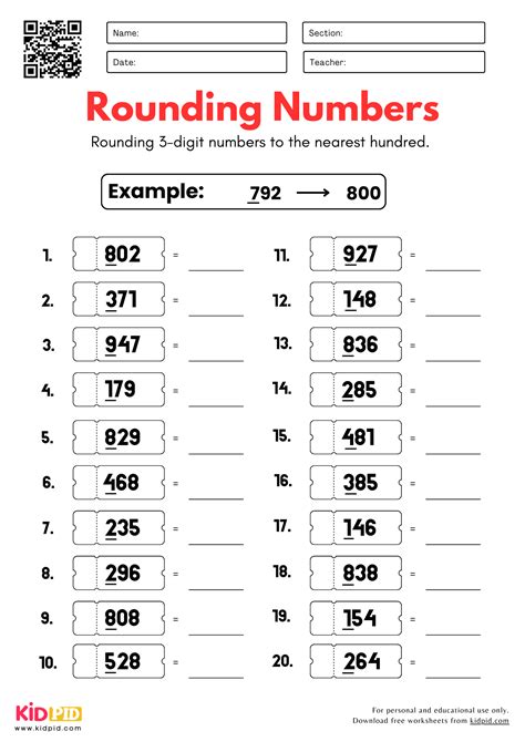 Rounding Digit Numbers To Nearest Worksheet For Grade Kidpid