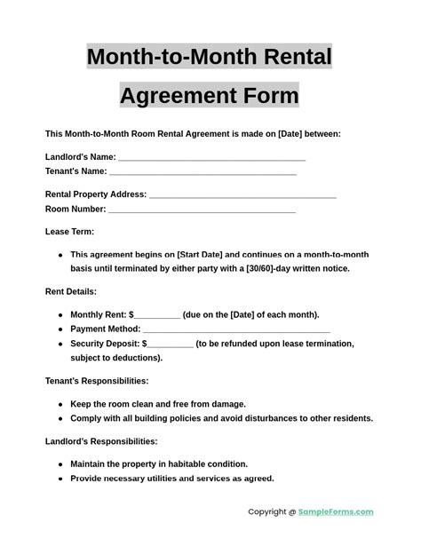 Free 11 Month To Month Rental Agreement Form Samples Pdf Ms Word