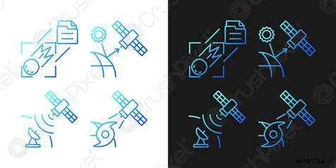 Climate Monitoring Satellites Gradient Icons Set For Dark And Light Stock Vector 4181764