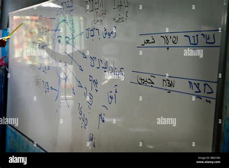 A Teacher Points At The White Board During A Hebrew Class In The Bedouin Primary School Of Al