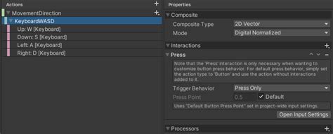 C How To Configure Unity Input Actions Map For Four Direction Movement Stack Overflow