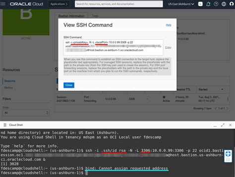 Using Oci Cloud Shell And Bastion With Mysql Database Service