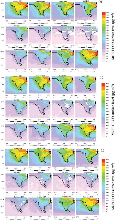 Mopitt Co Surface Level Over The India During The Months From January