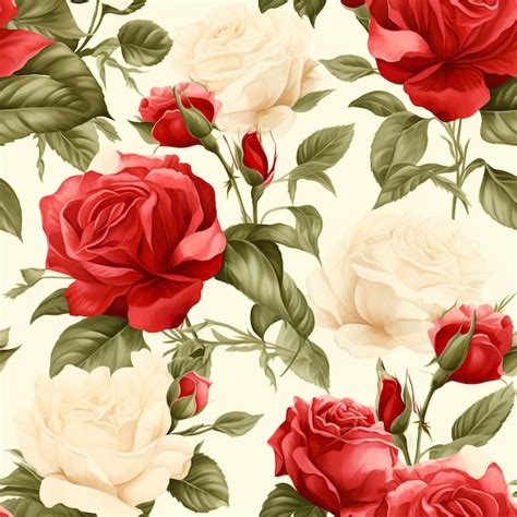 Premium Photo Watercolor Roses Seamless Pattern