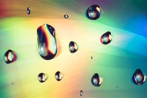 홀로그램 효과의 아름다운 추상화 멀티 컬러 워터 드롭을 닫습니다 디자인에 대한 배경 패턴입니다 산성에 대한 스톡 사진 및 기타 이미지 Istock
