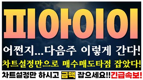 피아이이 전망 피아이이목표가는 물론 차트설정만으로 대시세 잡아낼수 있는 금맥 차트설정 공개하겠습니다 피아이이차트분석