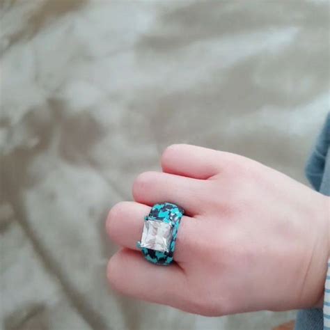 ㆍ 아쿠아블루 레오파드 링 ㆍ 애니멀프린트 레오파드 디자인 입니다 👍 이태리디자이너 가 칼라를 입히고 또 애니멀프린트를 입혀 세라믹을 3번 구운 제품입니다 🤗정말