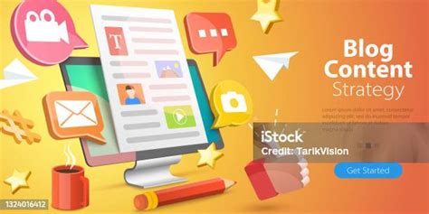 블로그 콘텐츠 작성의 3d 이소메트릭 플랫 벡터 개념 적 그림 콘텐츠 정보 매체에 대한 스톡 벡터 아트 및 기타 이미지 콘텐츠 정보 매체 창의력 전략 Istock