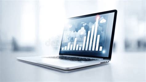 Laptop Screen Displaying Data Charts And Graphs Representing Business