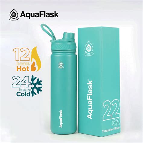 Aquaflask 22oz Turquoise Blue Wide Mouth With Spout Lid Vacuum